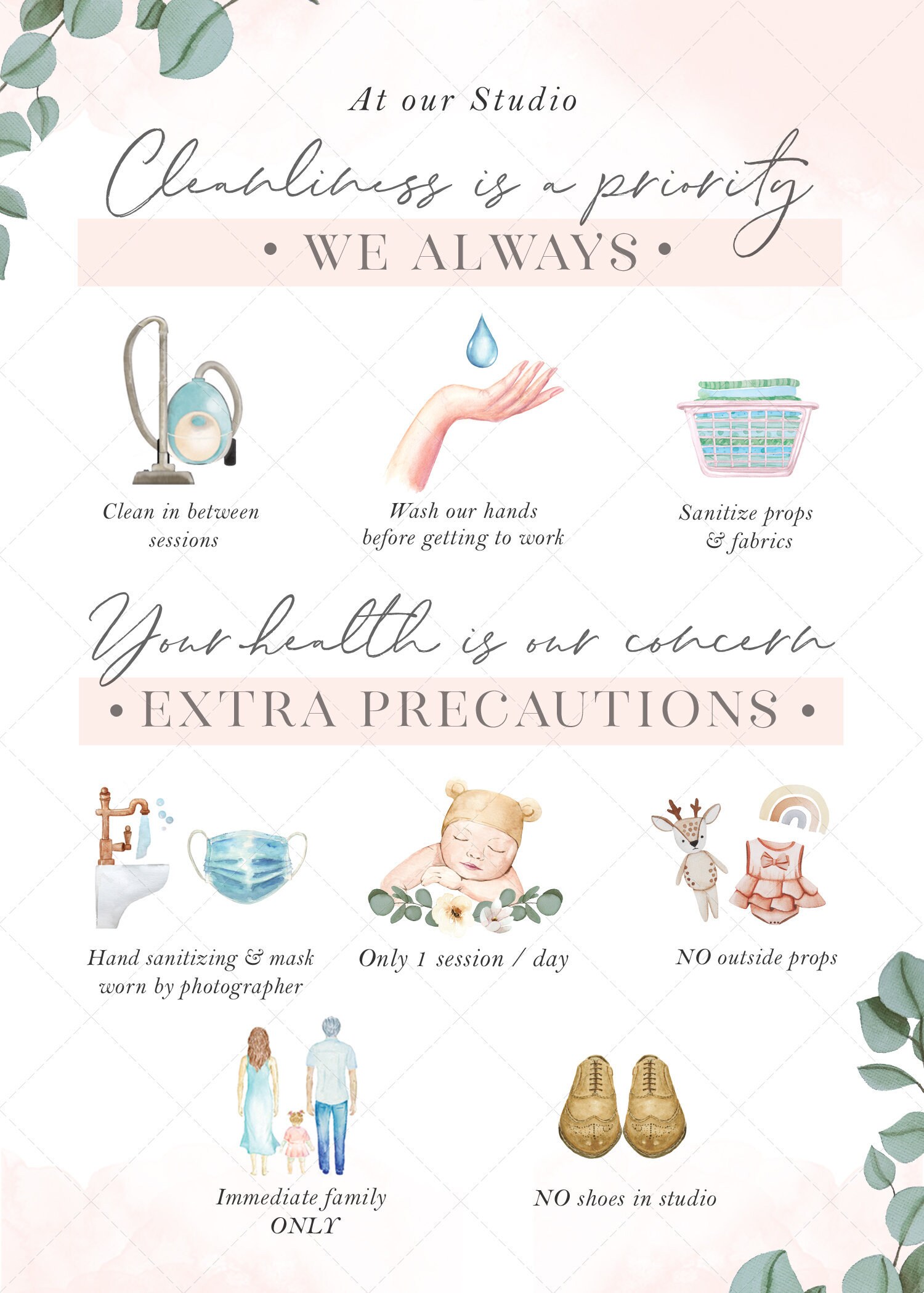 Studio Cleanliness Template for Photographers INSTANT - Etsy