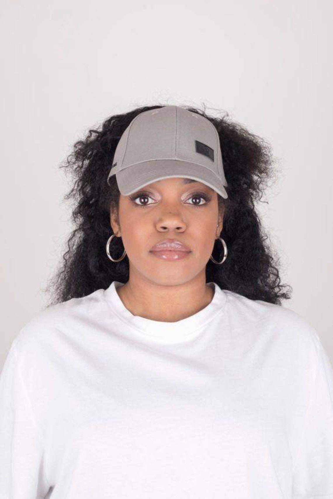 Satin Lined Grey Baseball Cap (half Also Available) for Curly Hair - Etsy