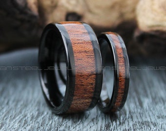 Wood Rings, Wood Wedding Bands, Wood Wedding Rings, 3 Piece Couple Set ...