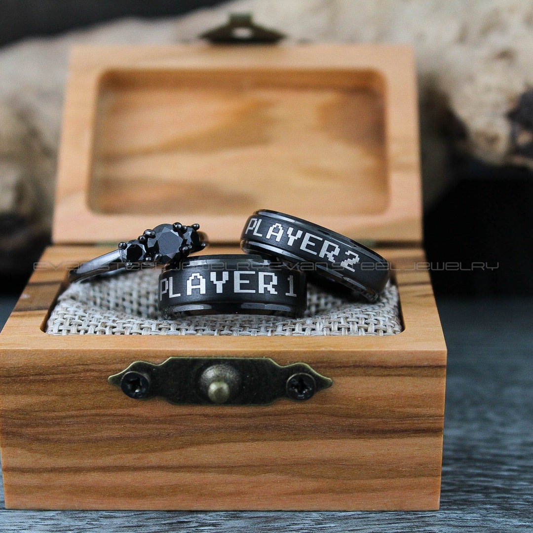 Gamer Rings, Gamer Wedding Bands, Player 1 Player 2 Rings, Couple Rings ...