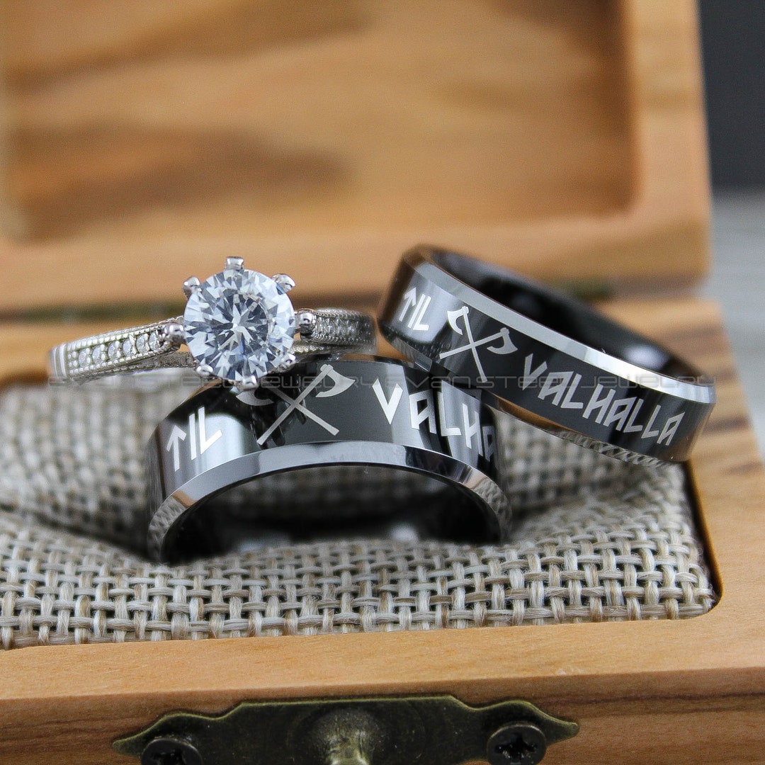 Vikings Wedding Rings, Vikings Rings, Viking Runes Rings, Couple Set ...