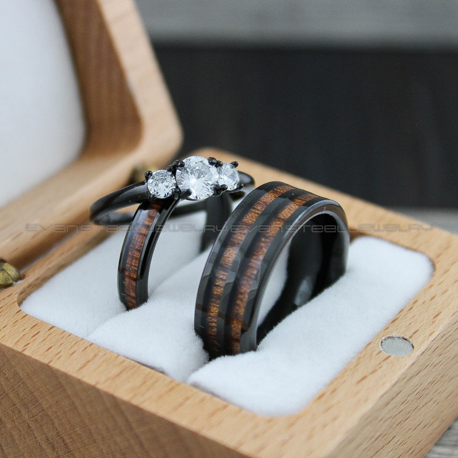 Wood Rings, Wood Wedding Bands, Wood Wedding Rings, 3 Piece Couple Set ...