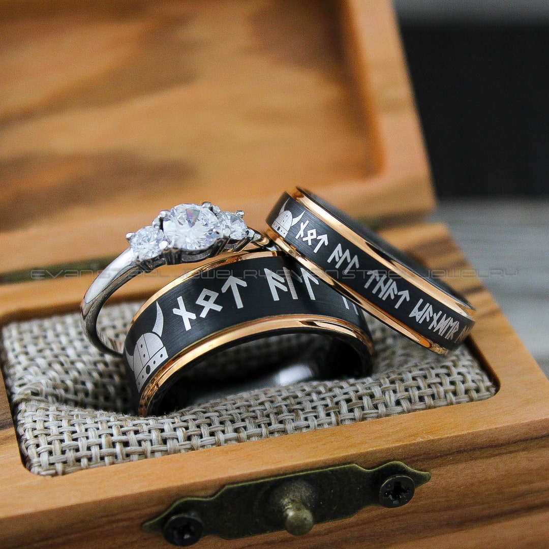 Vikings Wedding Rings, Vikings Rings, Viking Runes Rings, Couple Set ...