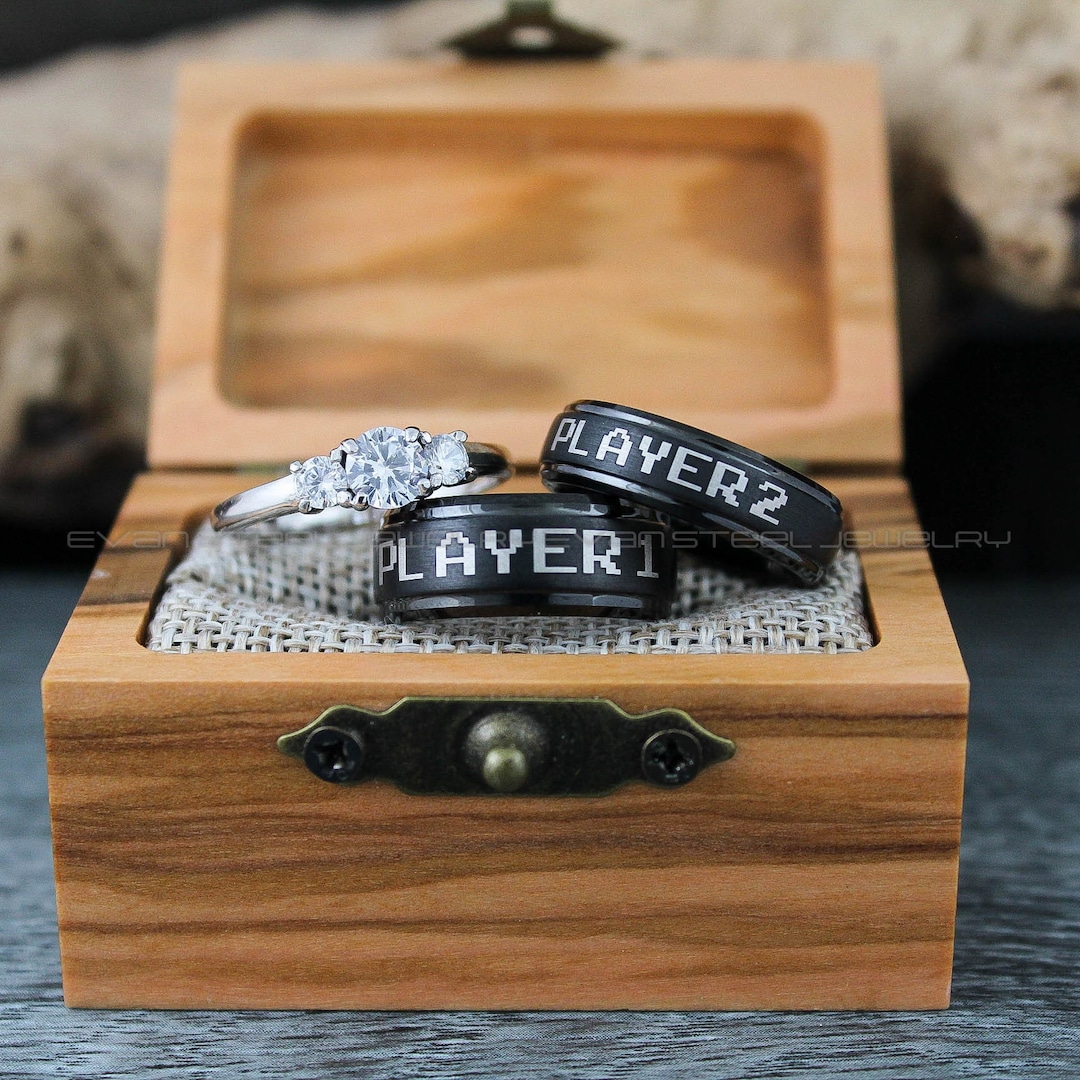 Gamer Rings, Gamer Wedding Bands, Player 1 Player 2 Rings, Couple Rings ...