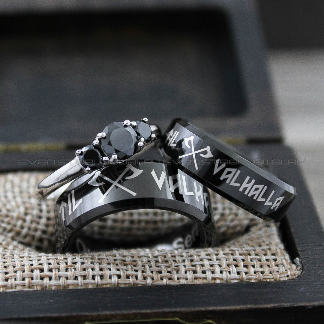 Vikings Wedding Rings, Vikings Rings, Viking Runes Rings, Couple Set ...