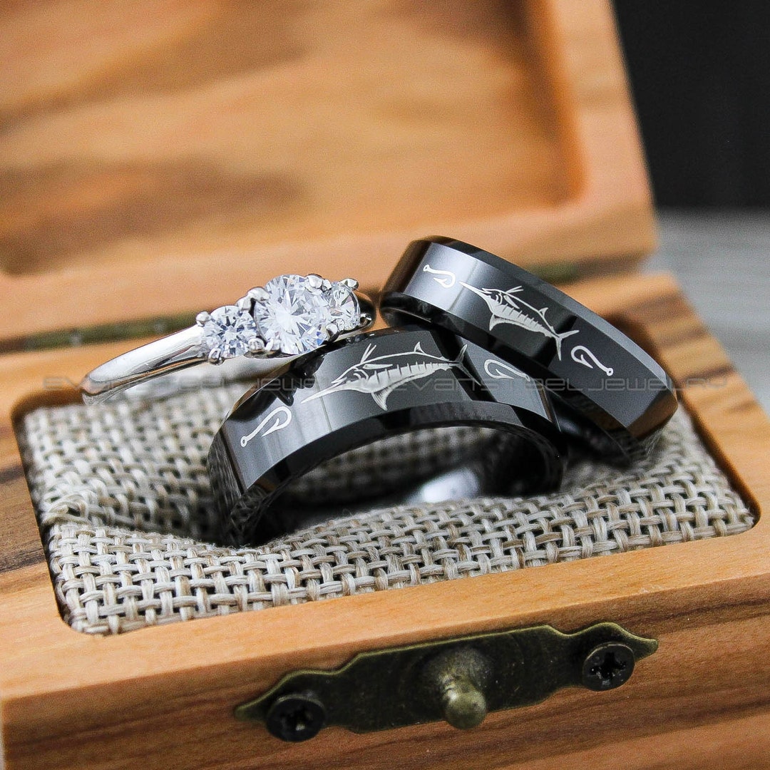 Marlin Rings, Marlin Fishing Rings, Fishing Rings, 3 Piece Couple Set ...