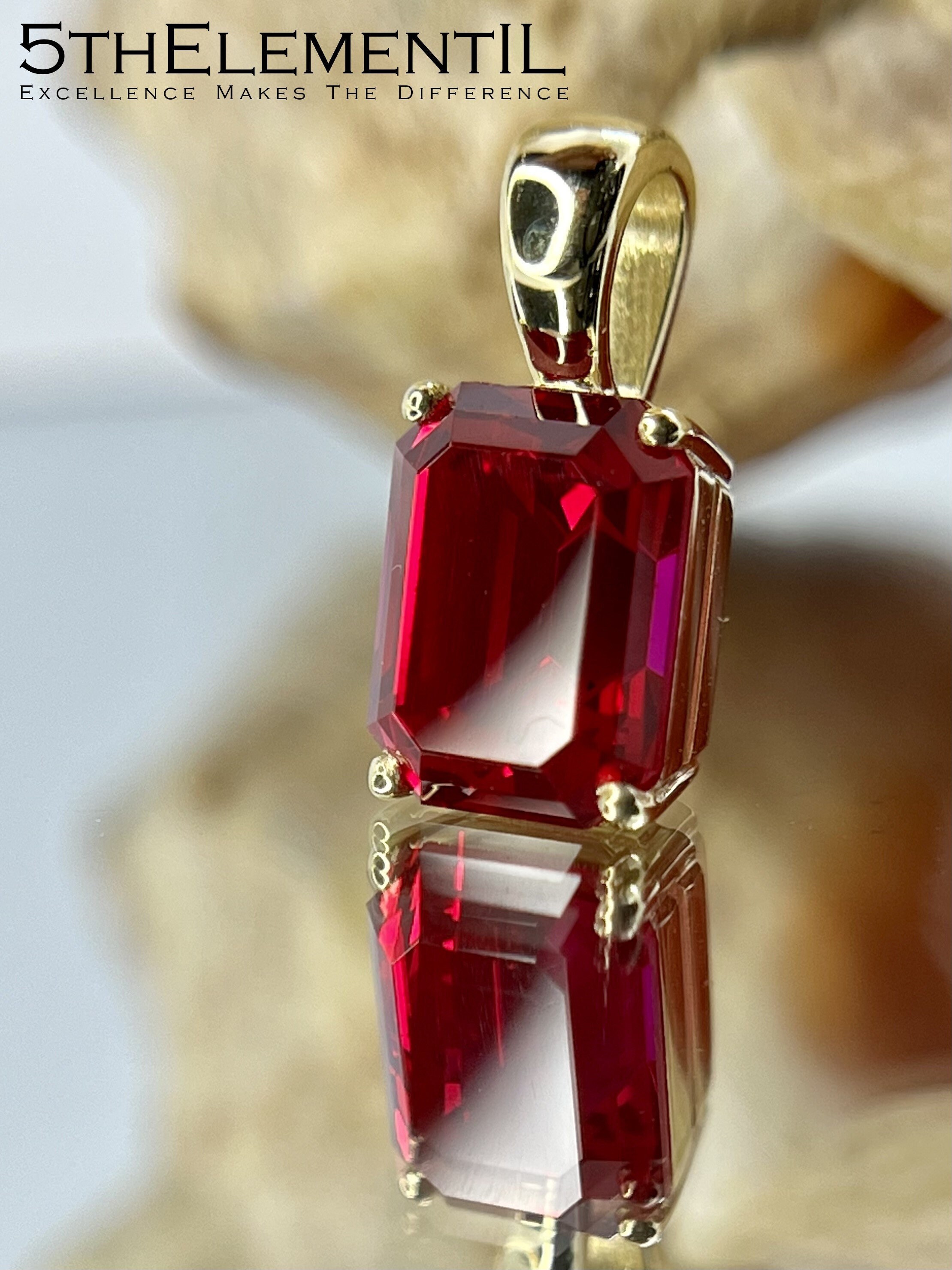 Ruby Gold Minimalist Pendant for Men and Women. Personalized Size Top ...