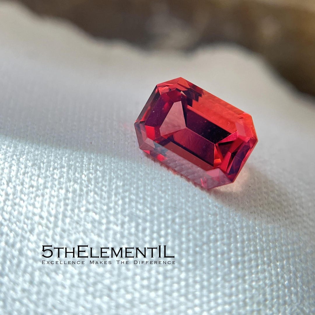 Red Beryl Bixbite Octagon Step Cut. Lab Grown Gemstone for Fine Jewelry ...