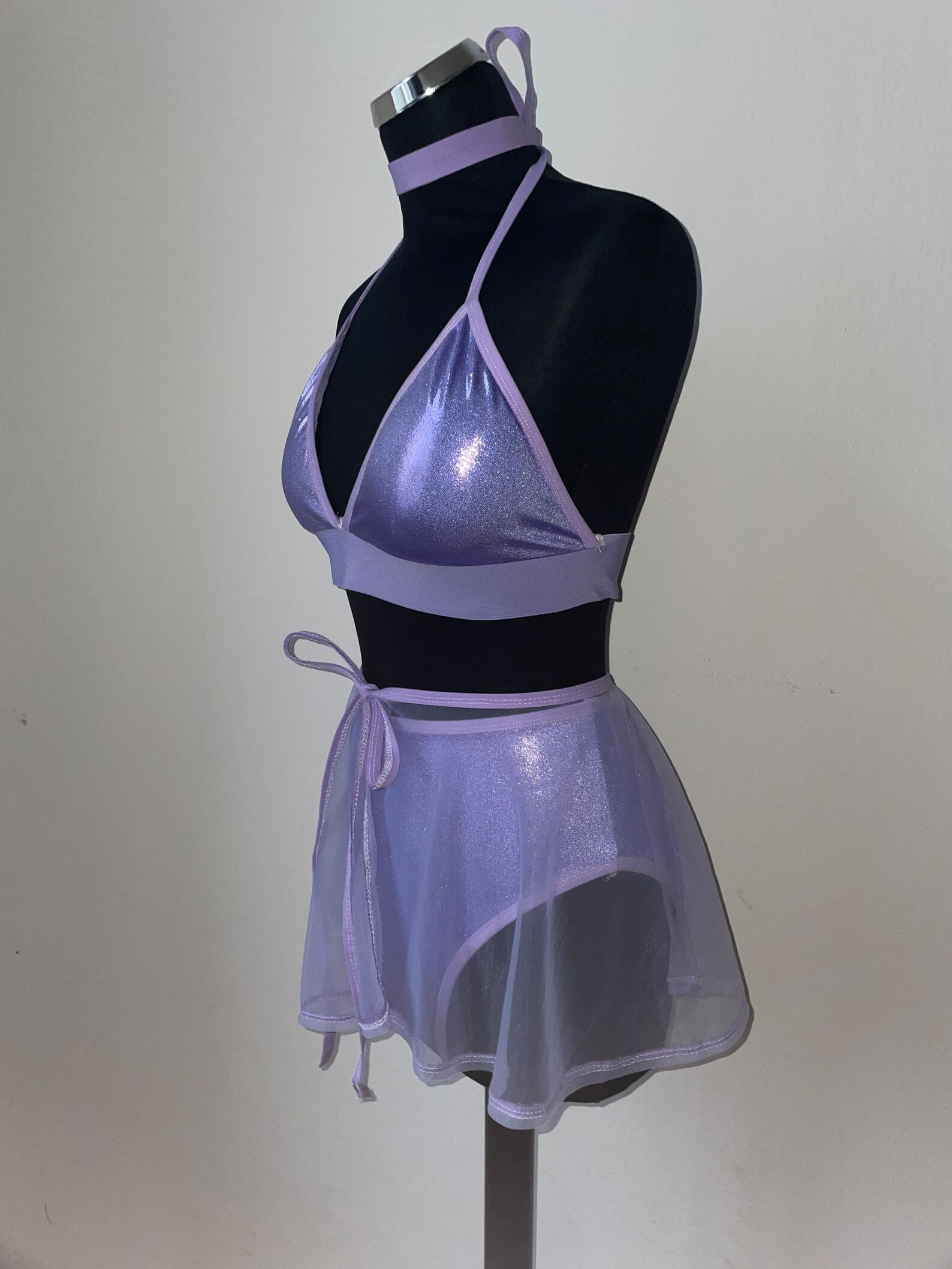 Metallic Purple Lilac Angel Rave Outfit Set Rave Bra Top Ra - Etsy