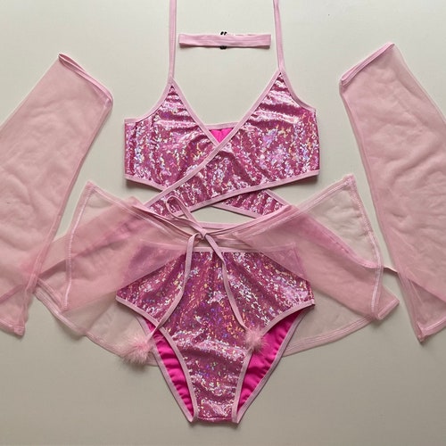 Sparkling Lilac Set Top and Skirt Holographic Rave Outfit - Etsy