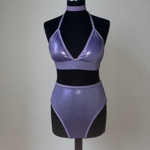 Metallic Purple Lilac Angel Rave Outfit Set, Rave Bra Top, Ra, Rave ...