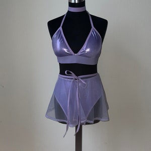 Metallic Purple Lilac Angel Rave Outfit Set, Rave Bra Top, Ra, Rave ...