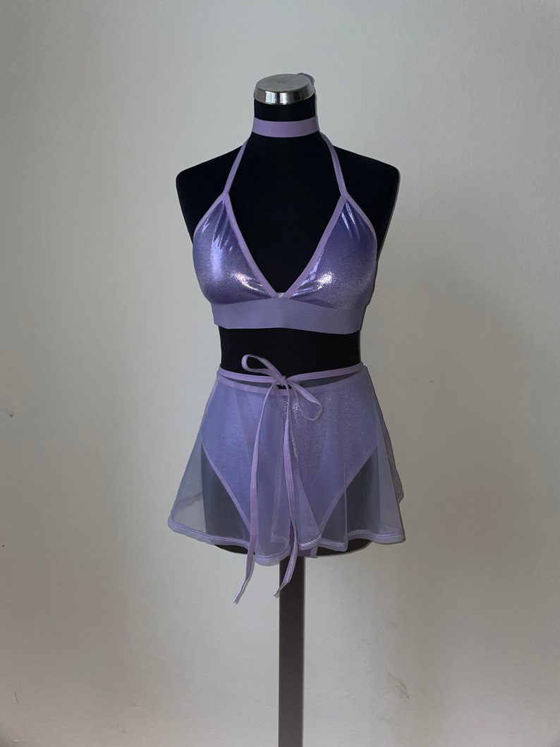 Metallic Purple Lilac Angel Rave Outfit Set Rave Bra Top Ra - Etsy