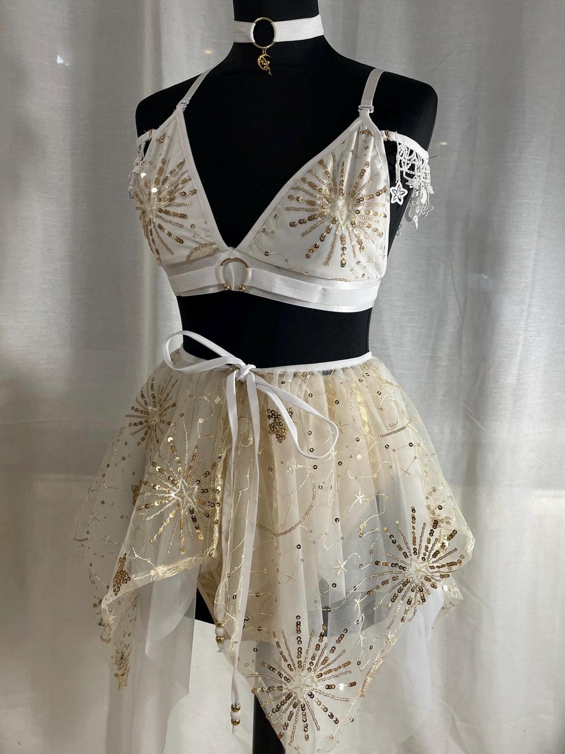 White Fairy Rave Bralette, Celestial Top, Magical Fairy Top, Fairycore ...