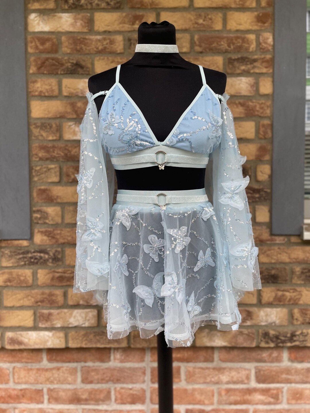 Blue Festival Bra, Blue Rave Bra, Blue Butterfly Bra, Fairy Rave Outfit ...