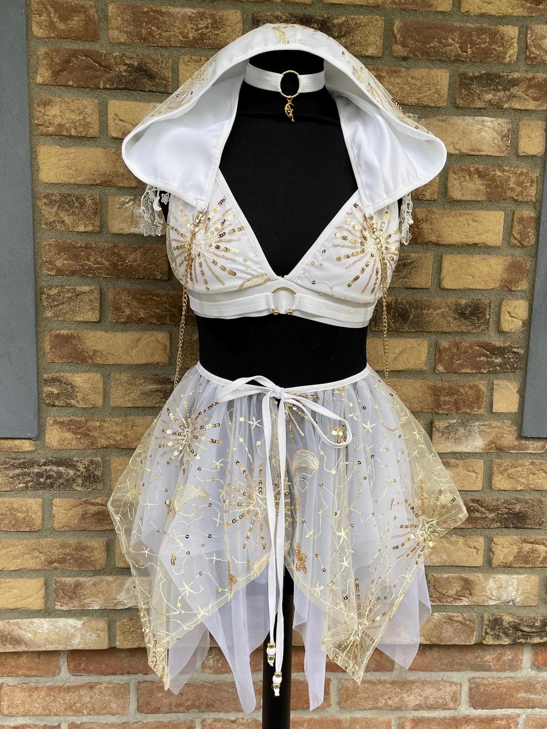 White Fairy Rave Bralette, Celestial Top, Magical Fairy Top, Fairycore ...