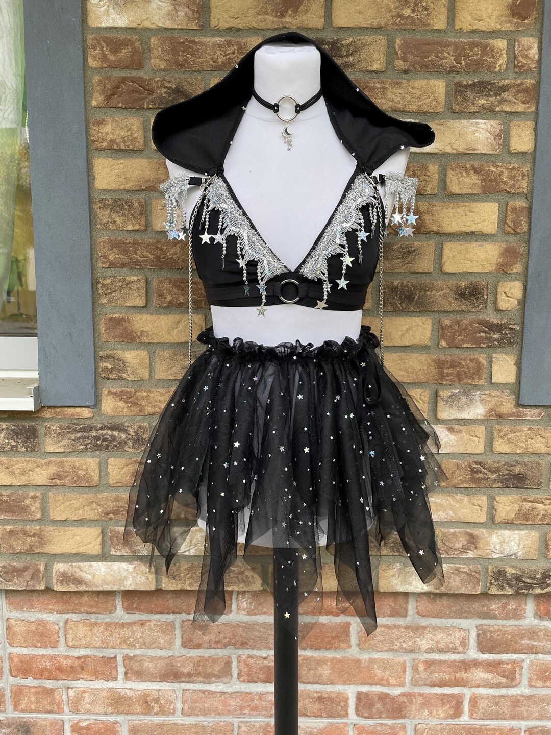 Black Rave Top, Holographic Star Top, Holographic Top, Holographic Star ...