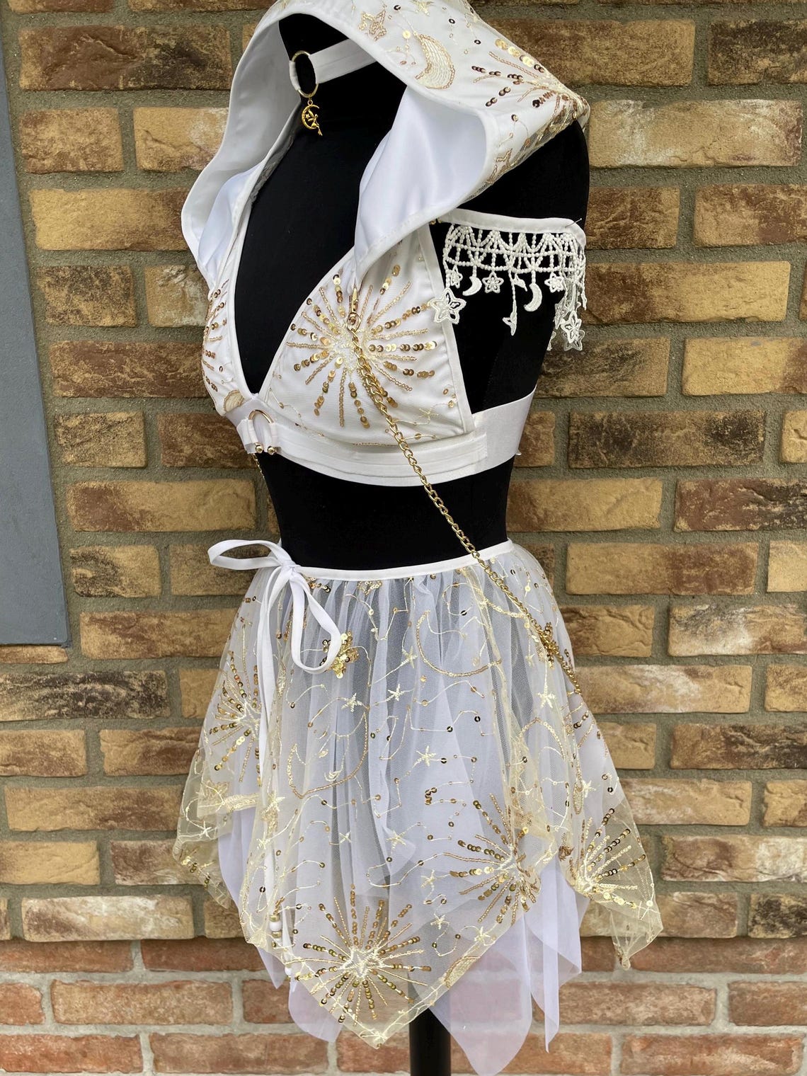 White Fairy Rave Bralette, Celestial Top, Magical Fairy Top, Fairycore ...