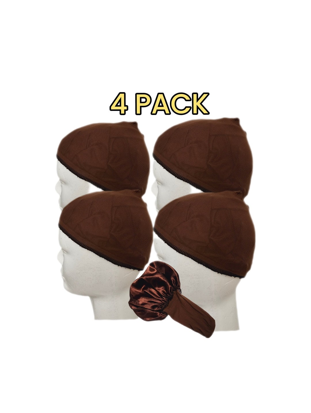 Satin Lined Wig Cap for Moisture Retention. 4 Pack/ 4 Brown - Etsy Canada
