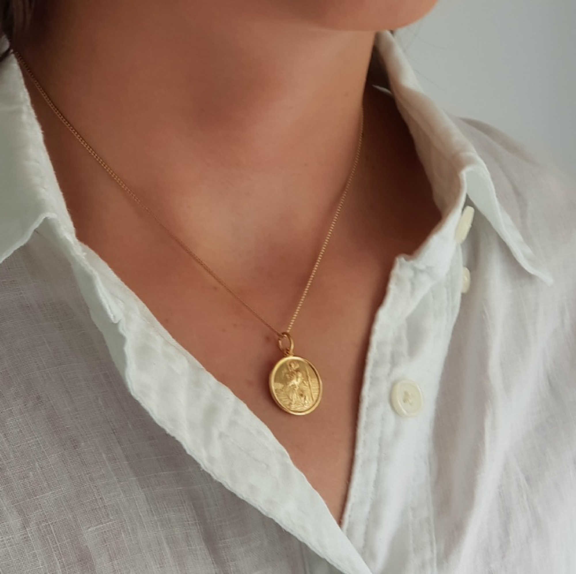 Gold St Christopher Necklace, Personalised - Etsy UK