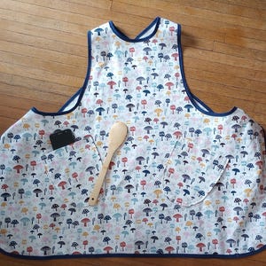 Multicolored Mushroom Cross Back No Tie Apron With Pocket - Etsy