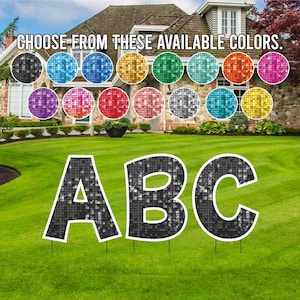 24” Disco Sparkle Alphabet Yard Sign Letters, 26pc, Outdoor Lawn ...