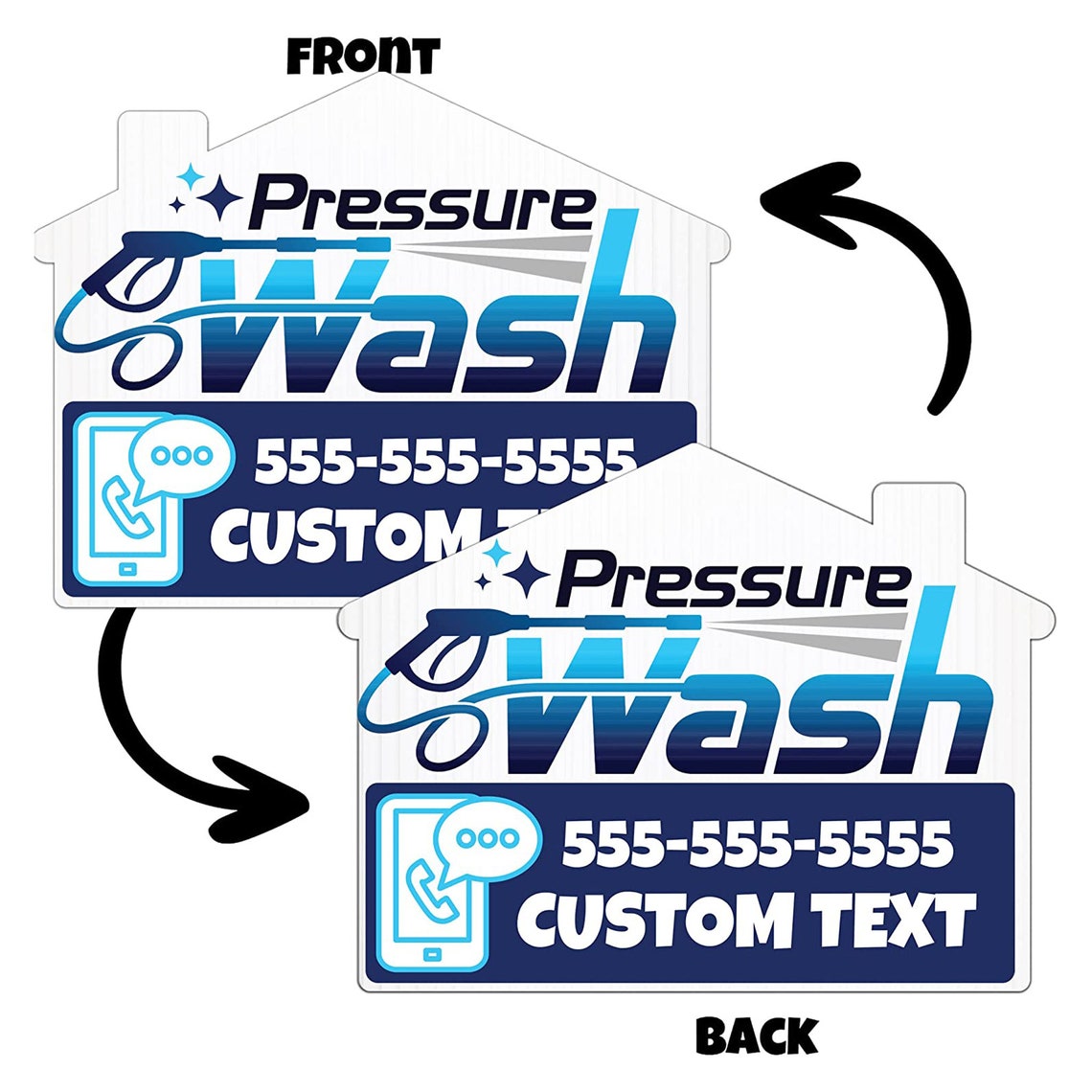 10-pack Pressure Washing Yard Signs: Custom Two-sided House Shape - Etsy