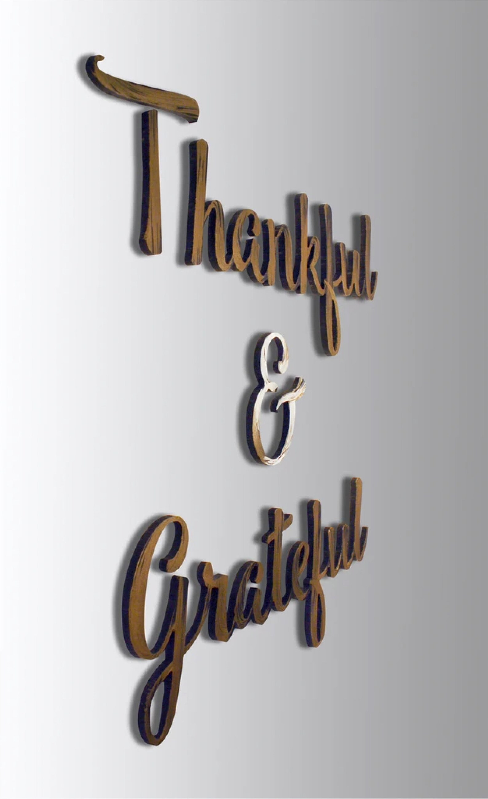 Thankful & Grateful 3D Word Art PVC Cutout 16 X 16 | Handpainted ...