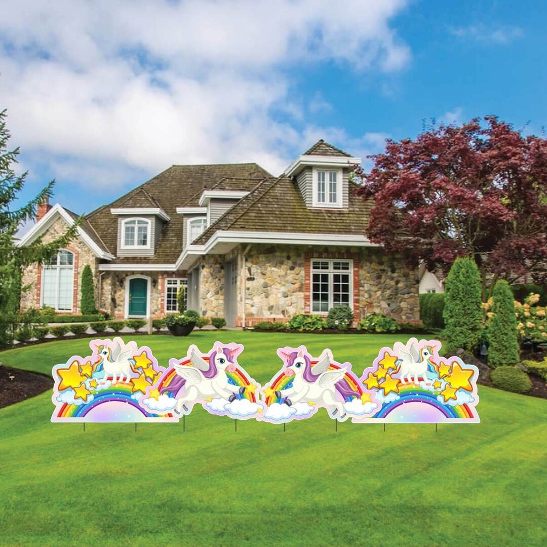 Unicorn Theme Accessories, 4pc Yard Sign Set - Etsy