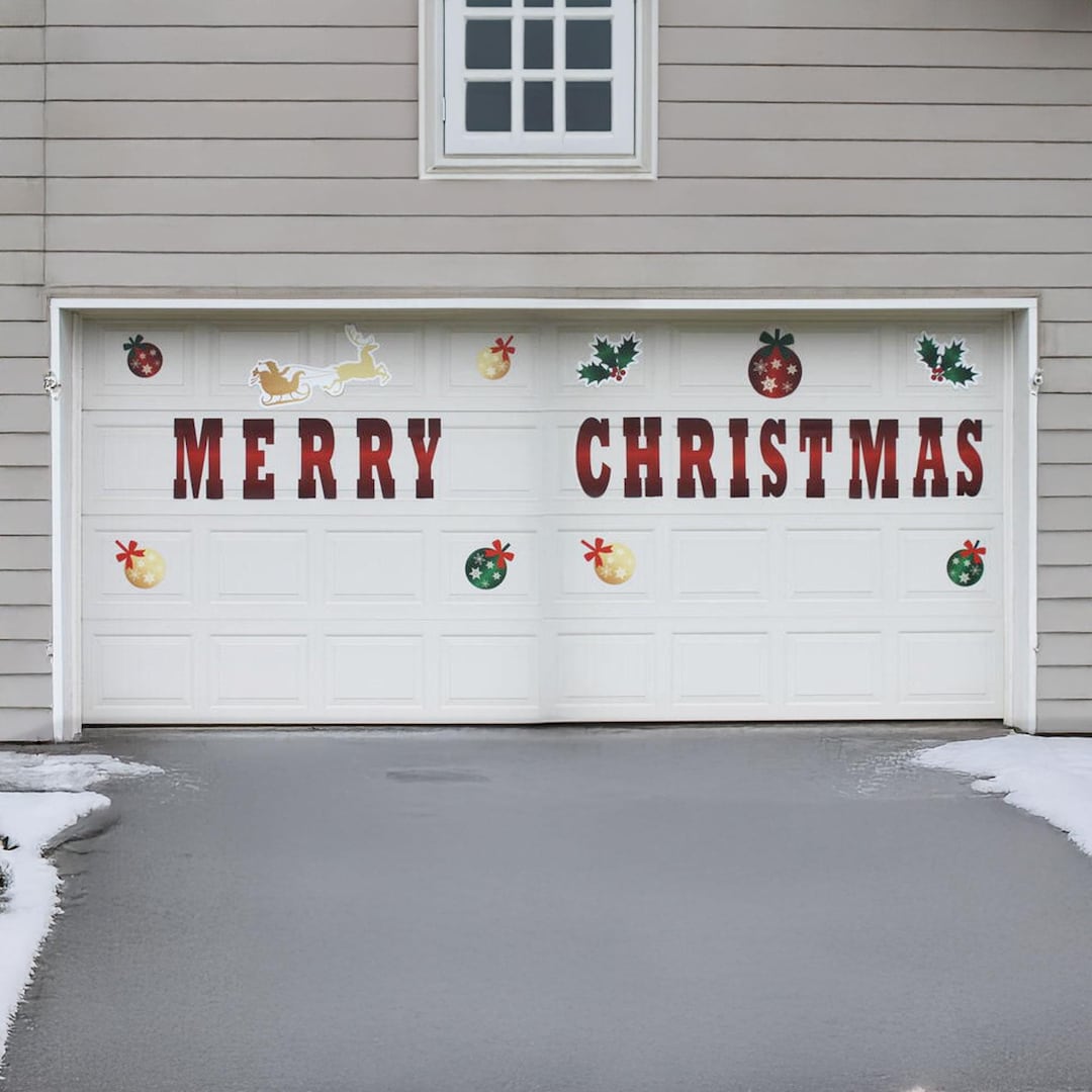 Merry Christmas Garage Door Magnet Set - 23-piece Holiday Decor With ...