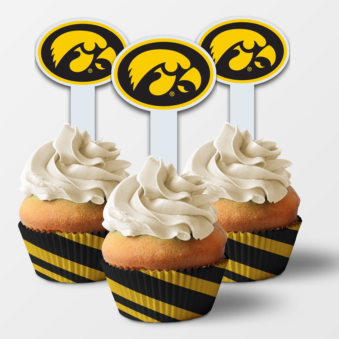 University of Iowa Tigerhawk Cupcake Toppers, Plastic Cupcake Topper ...