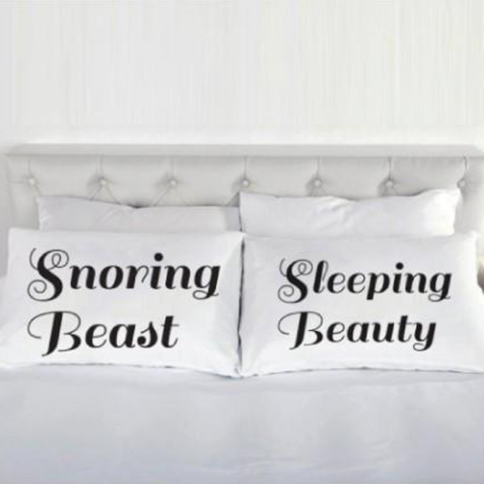 Snoring Beast and Sleeping Beauty His and Hers Pillowcases - Etsy