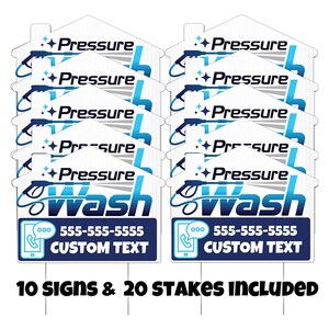 10-pack Pressure Washing Yard Signs: Custom Two-sided House Shape - Etsy