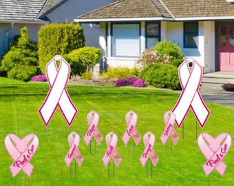 Breast Cancer Yard Card | Etsy