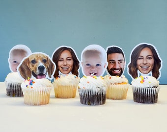 Custom Face Cupcake Toppers, Personalized Cupcake Toppers Head on a ...