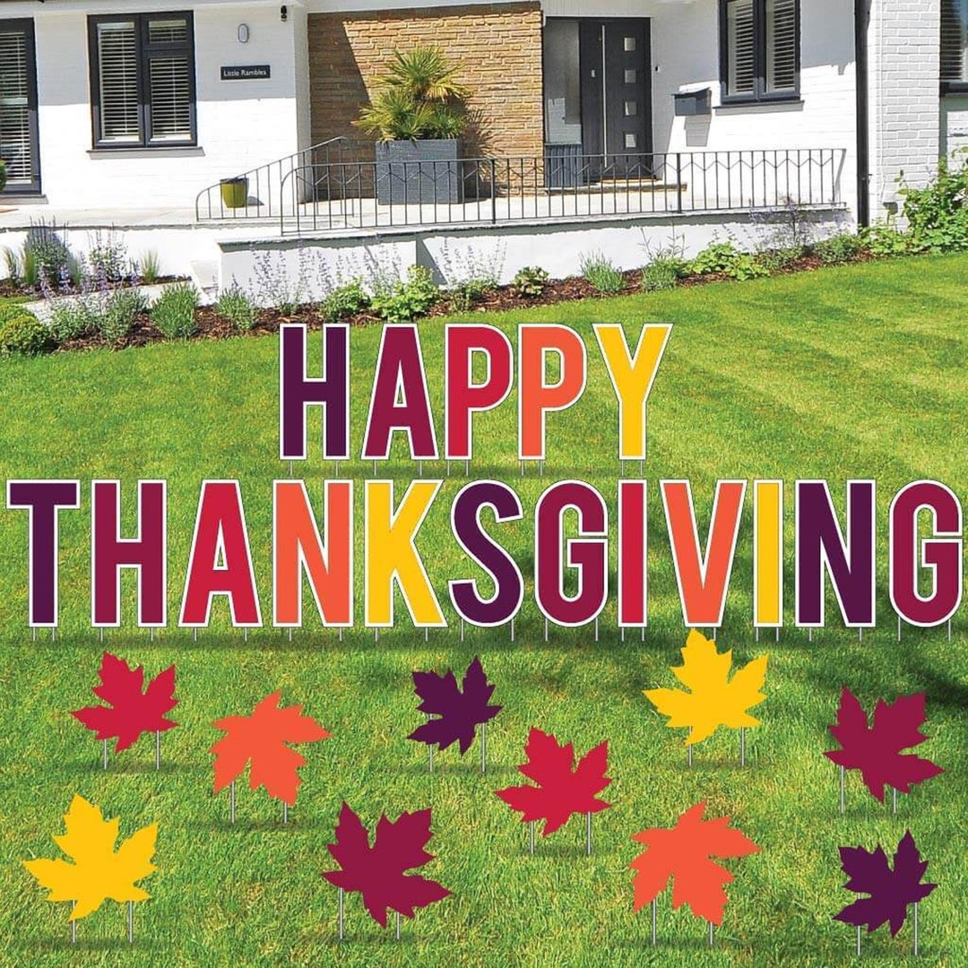 Thanksgiving Yard Sign: Autumn Leaves, 27-piece Lawn Decor Set - Etsy