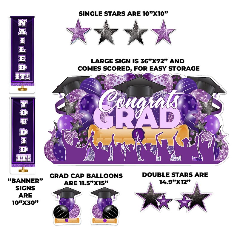 Purple Oversized congrats Grad Graduation Yard | Etsy