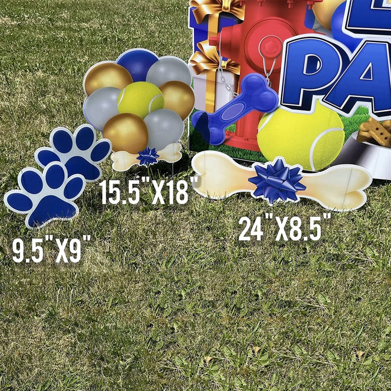 Blue 'let's Pawty' Dog Birthday Yard Card Display: 9-piece Gotcha Day ...