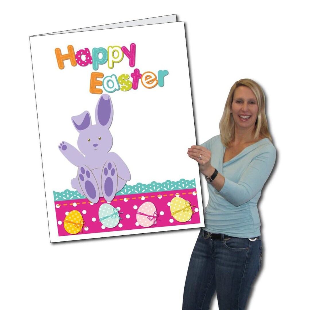 36" Jumbo Happy Easter Bunny (purple) Greeting Card Ships in A Jumbo ...