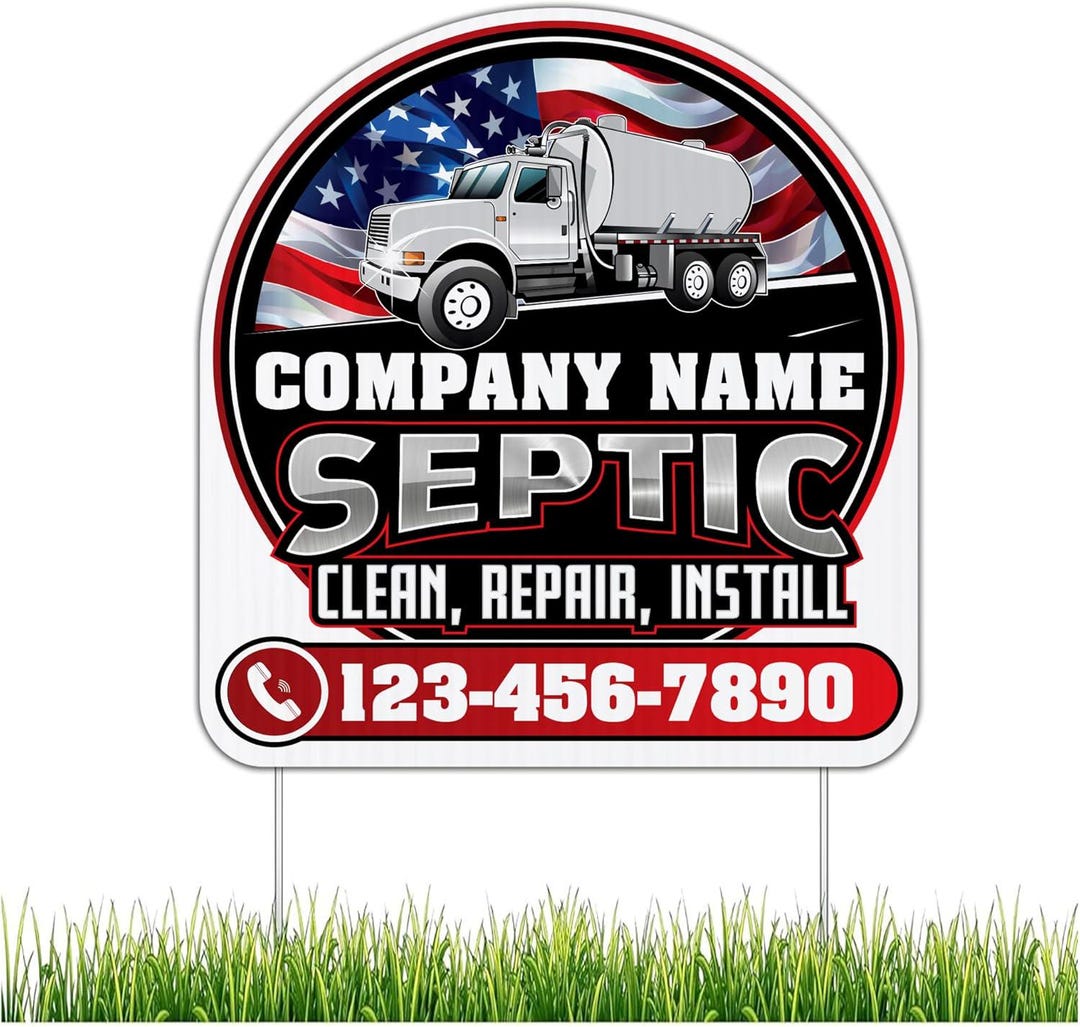 Custom Septic Service Yard Signs: Two-sided Print, 24-inch Stakes (10 ...