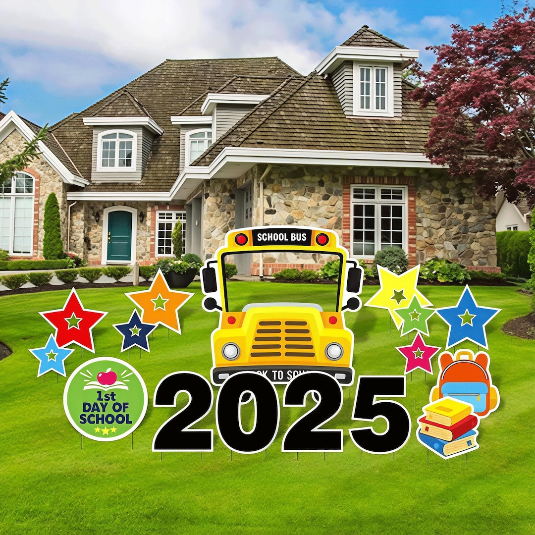 First Day of School 2025 Yard Sign Set: School Bus Photo Prop - Etsy