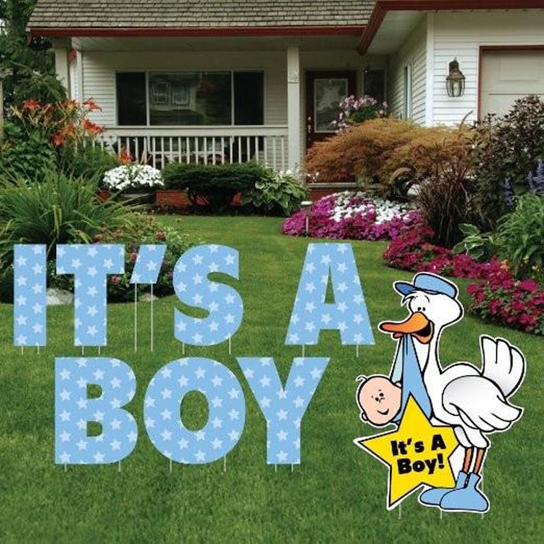 Its a Boy With Stork Baby Announcement 9pc Yard Card - Etsy