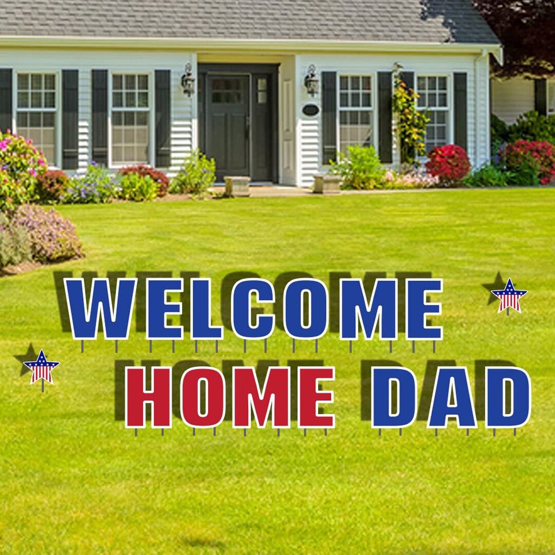 Welcome Home Dad/mom Yard Sign: Military Homecoming Decoration Set - Etsy