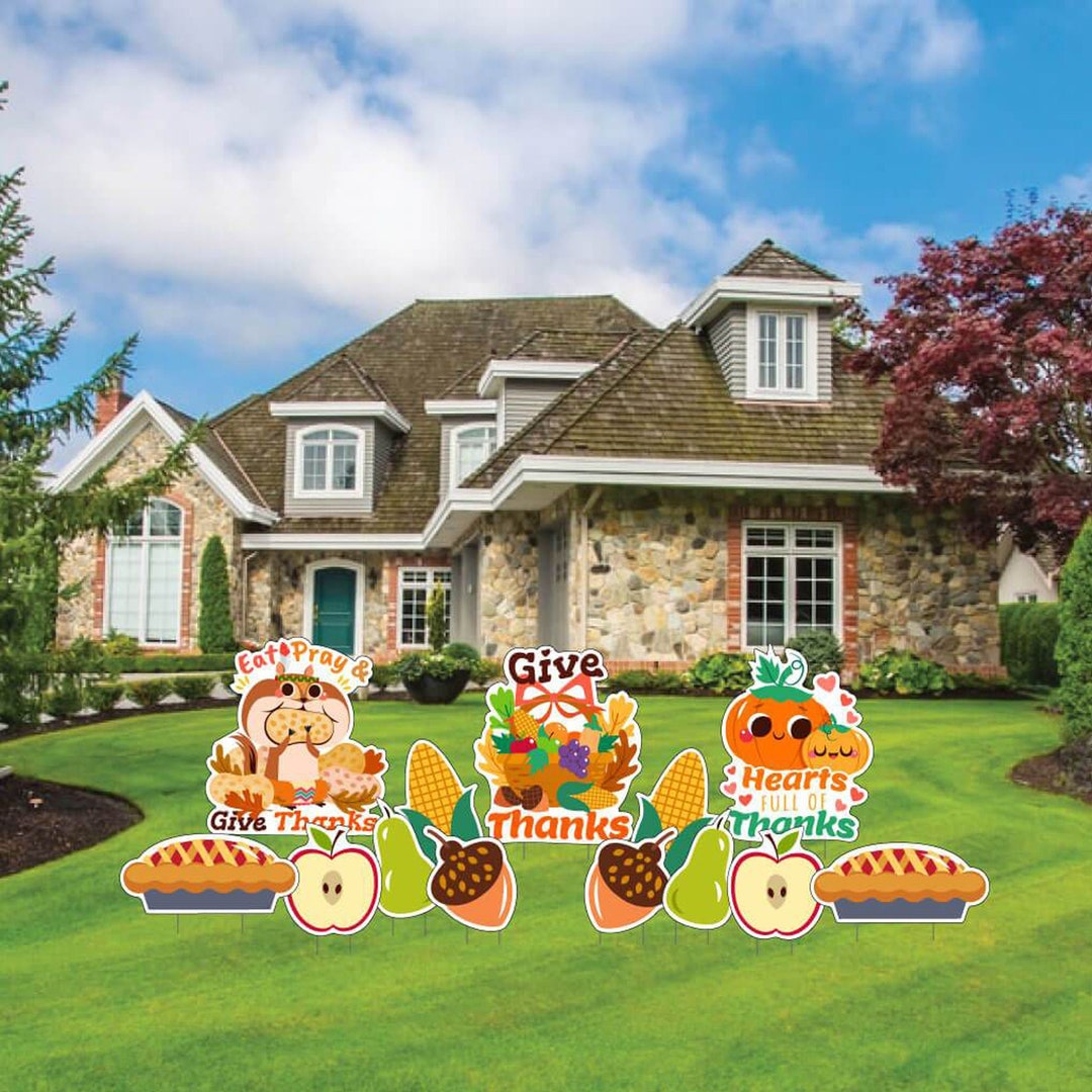 Hearts Full of Thanks 13pc Thanksgiving Yard Sign Yard Card - Etsy