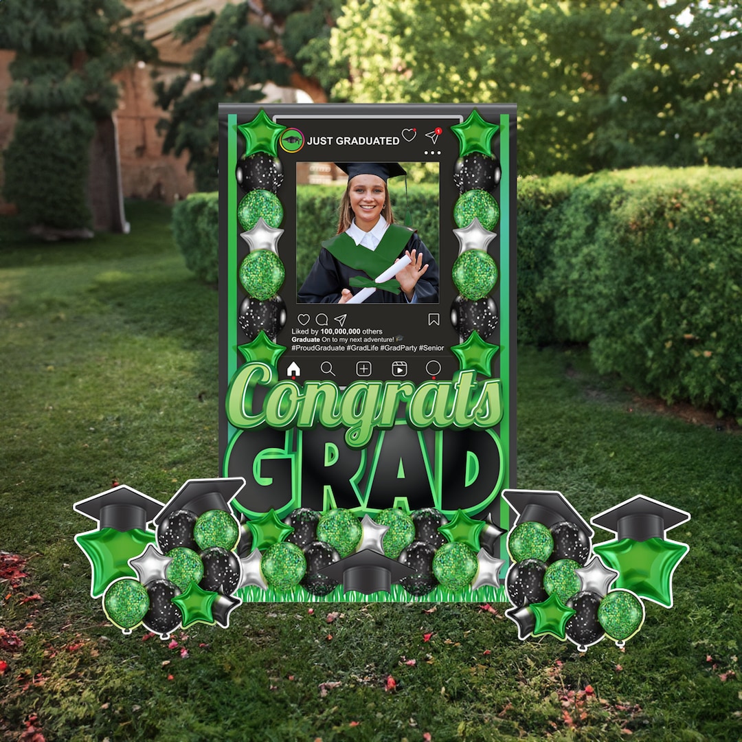 Green Congrats Grad Jumbo Graduation Standup Yard Card | 5pc Grad Party ...