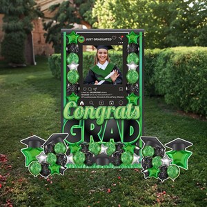 Green Congrats Grad Jumbo Graduation Standup Yard Card | 5pc Grad Party ...