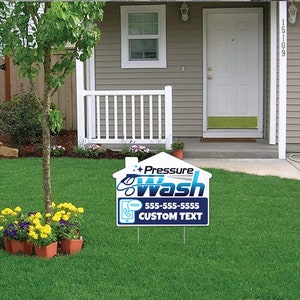 10-pack Pressure Washing Yard Signs: Custom Two-sided House Shape - Etsy