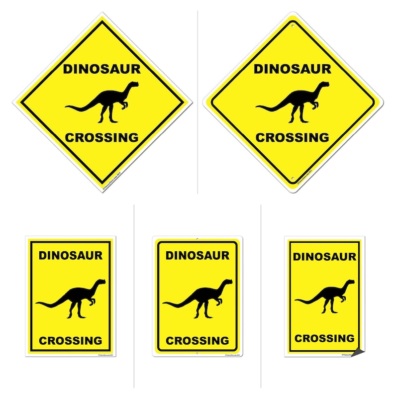 Dinosaur Crossing Sign or Sticker | Corrugated Plastic Sign, Aluminum ...