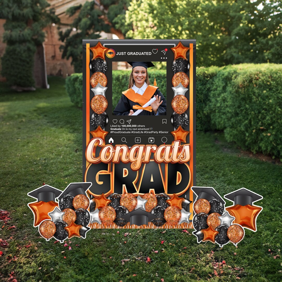 Orange Congrats Grad Jumbo Graduation Standup Yard Card | 5pc Grad ...