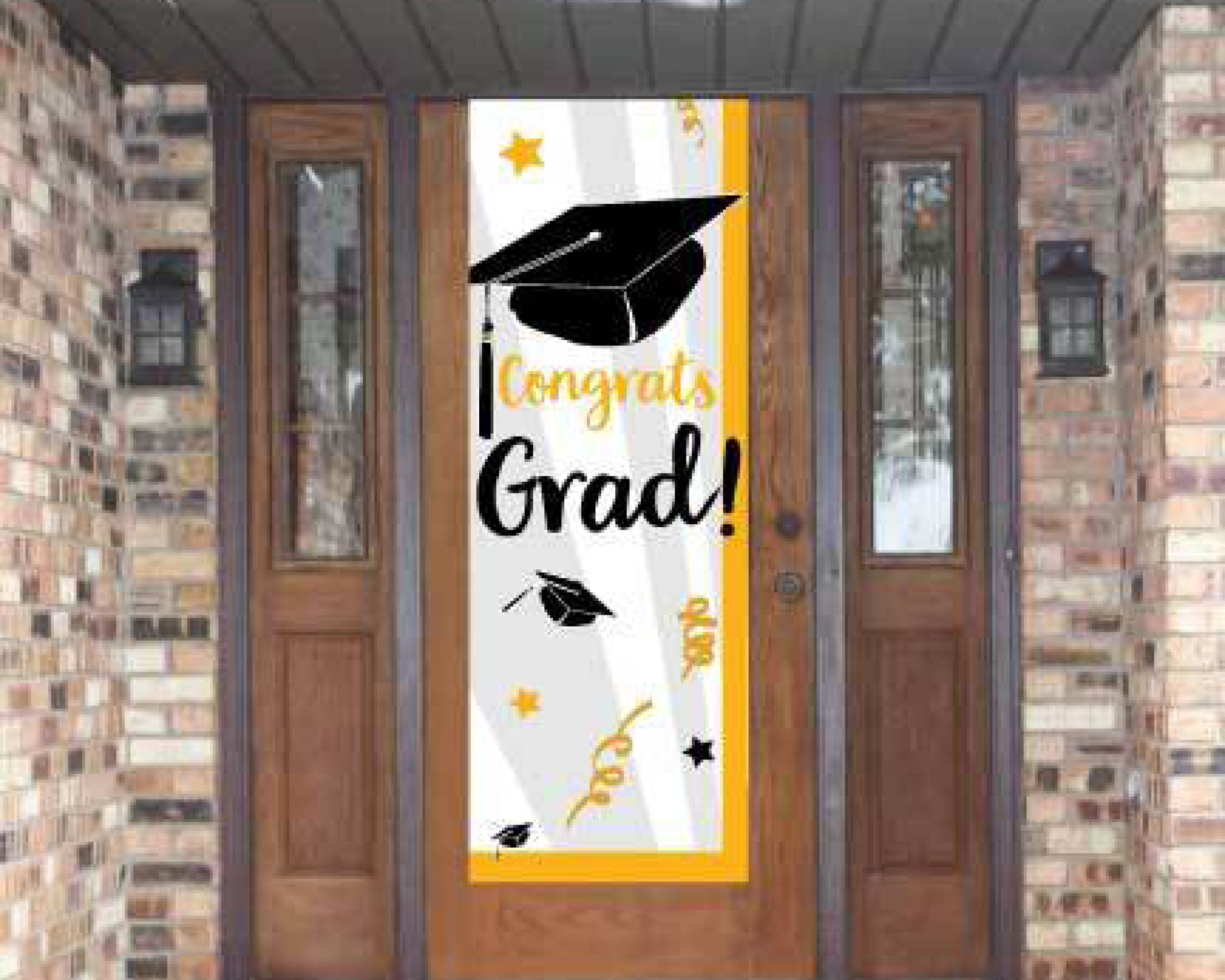 Congrats Grad White Black & Gold Graduation Vinyl Door Banner | Etsy